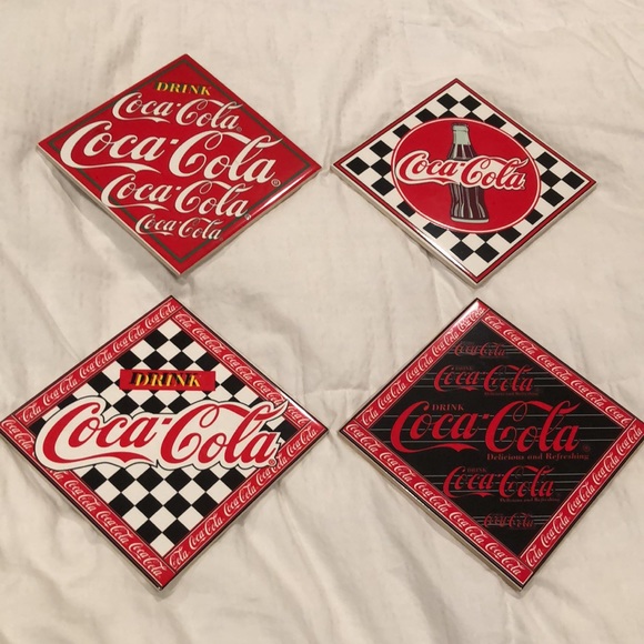 Coca Cola | Kitchen | Cocacola Tile Trivets 4 Wall Hanging Tiles ...